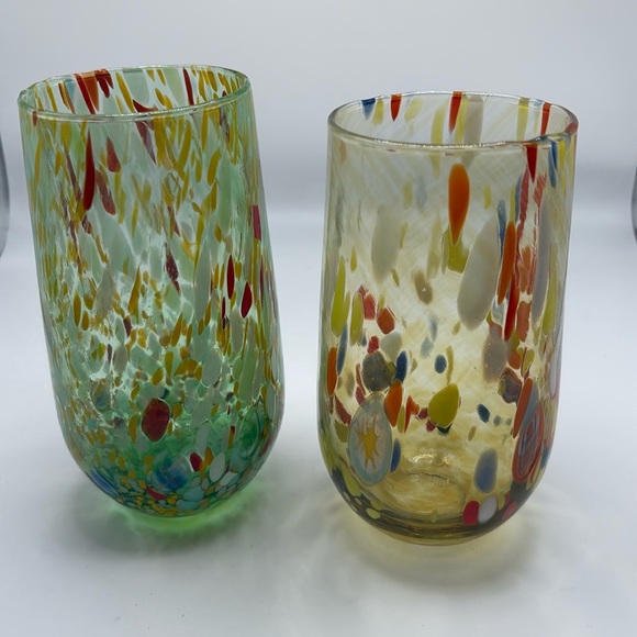Murano | Dining | Cc Zecchin Style Murano Italy Set Of 2 Rainbow ...